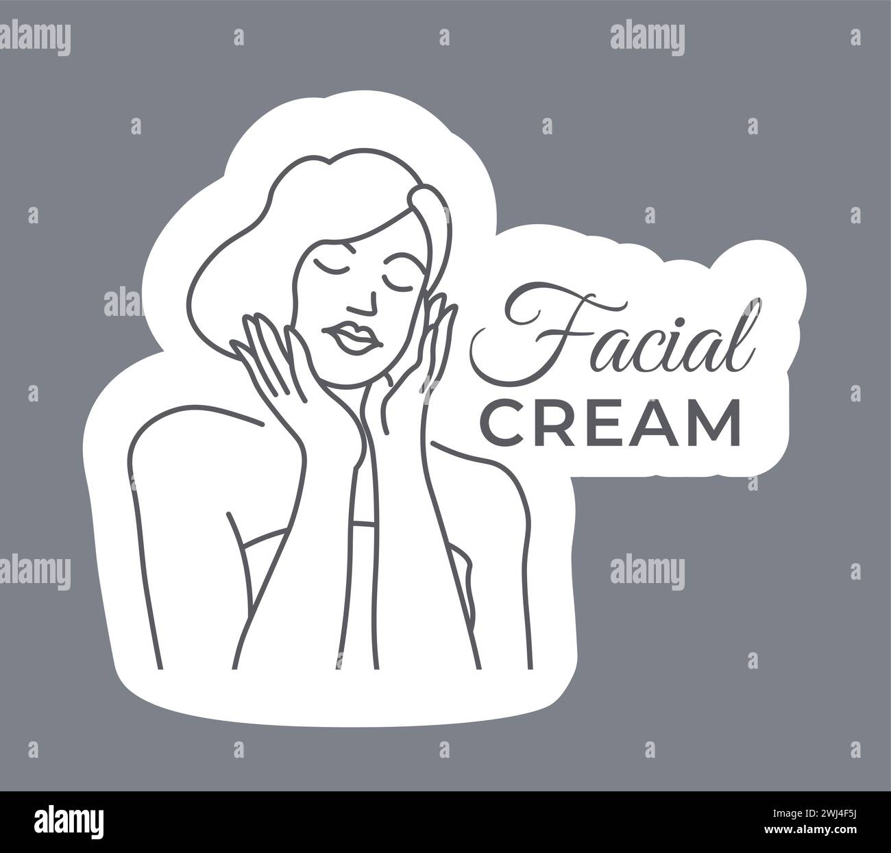 Facial cream, skincare treatment product sticker Stock Vector Image ...