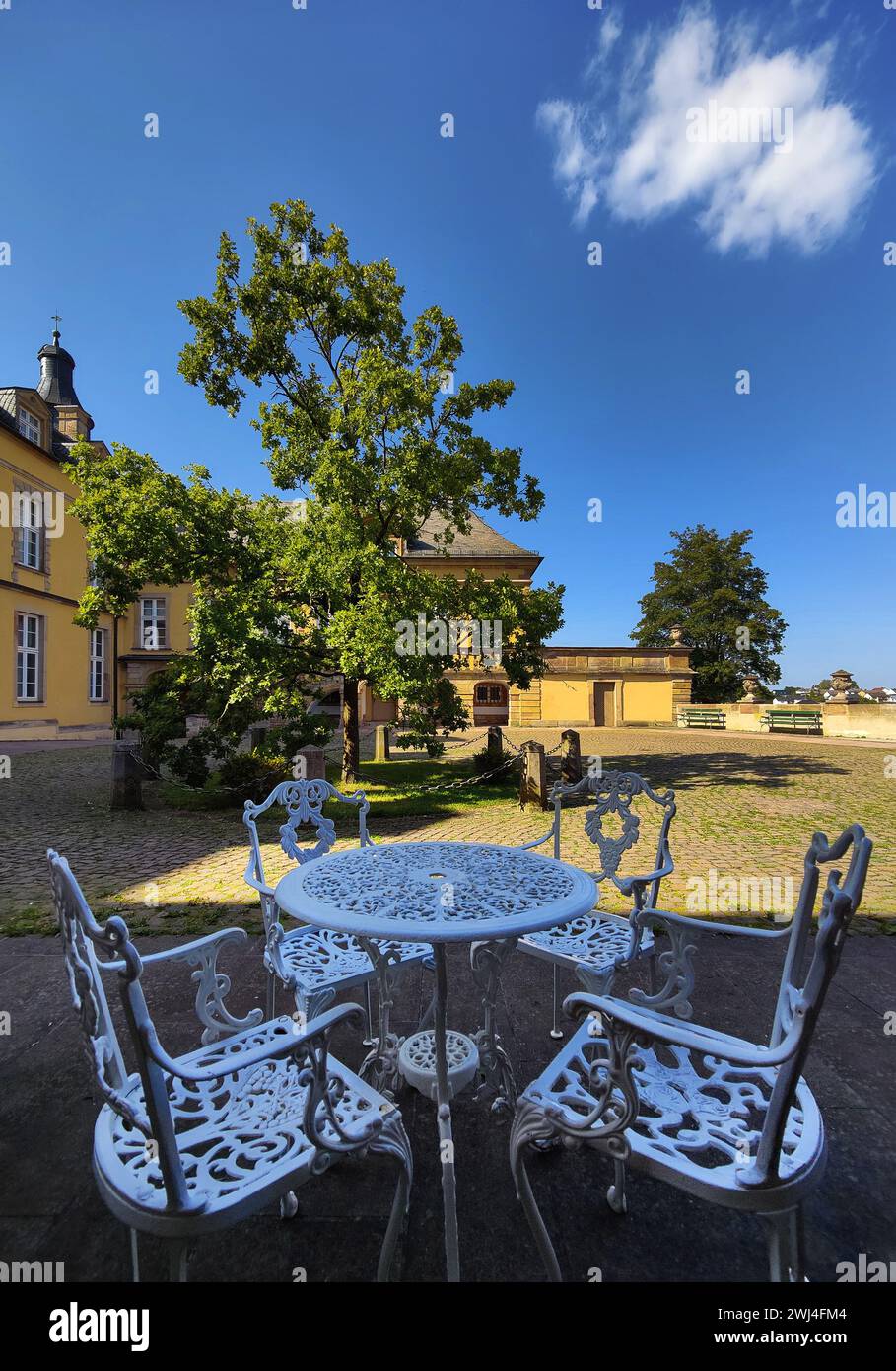 Inner courtyard of Friedrichstein Castle, Bad Wildungen, North Hesse ...