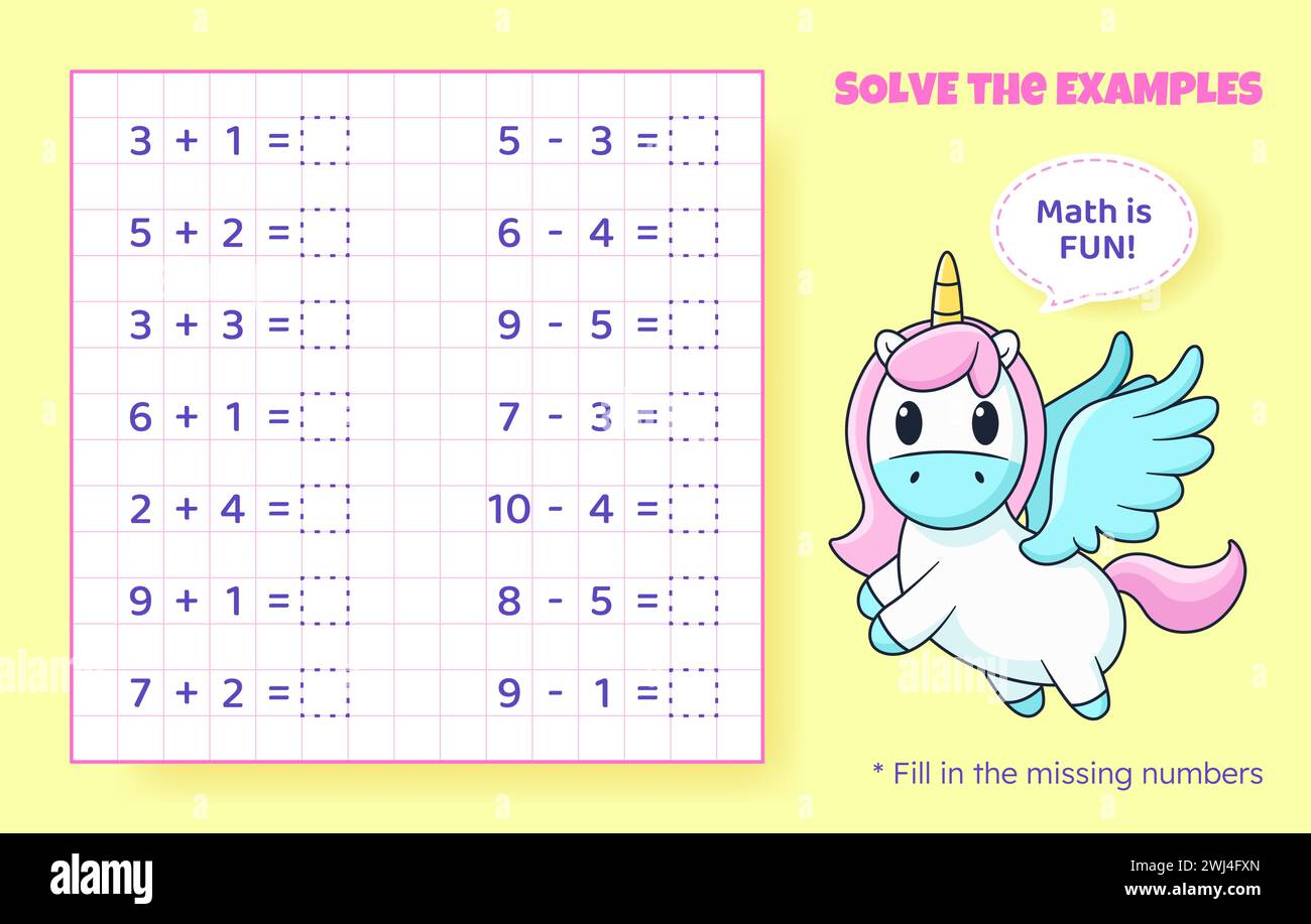 Math game for kids. Addition and subtraction Stock Vector Image & Art ...