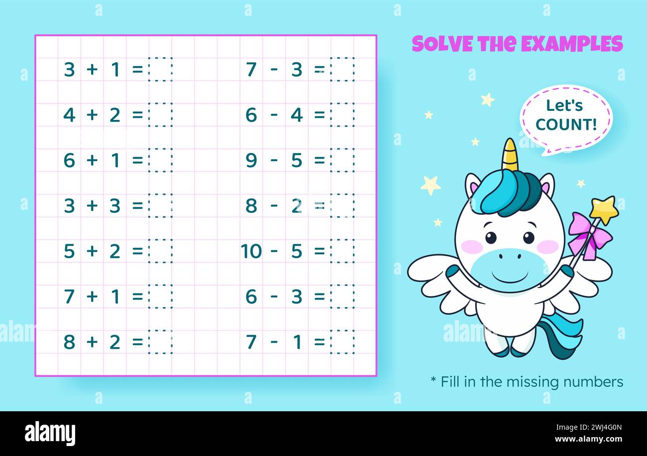 Math game for kids. Addition and subtraction Stock Vector Image & Art ...