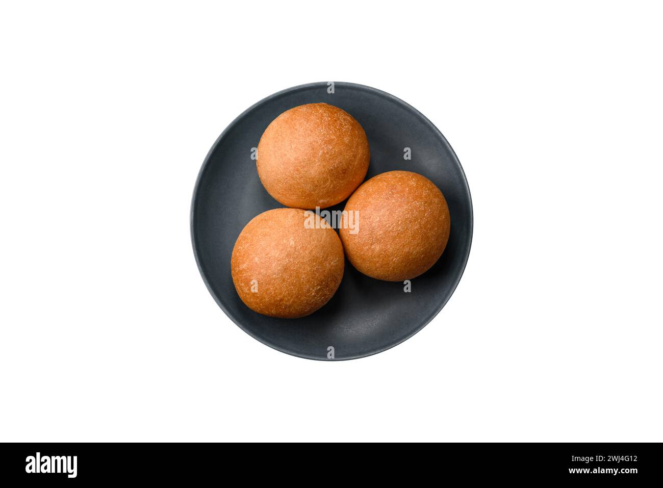 Delicious fresh crispy white round bread with seeds and grains Stock ...