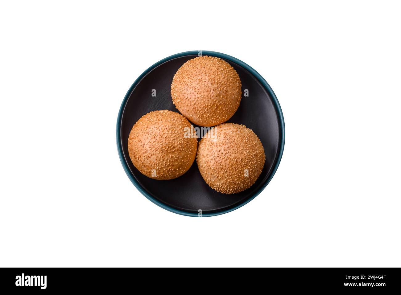 Delicious fresh crispy white round bread with seeds and grains Stock ...