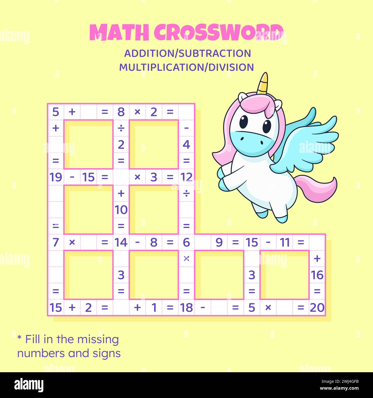 Math Crossword. Addition, subtraction, multiplication and division ...