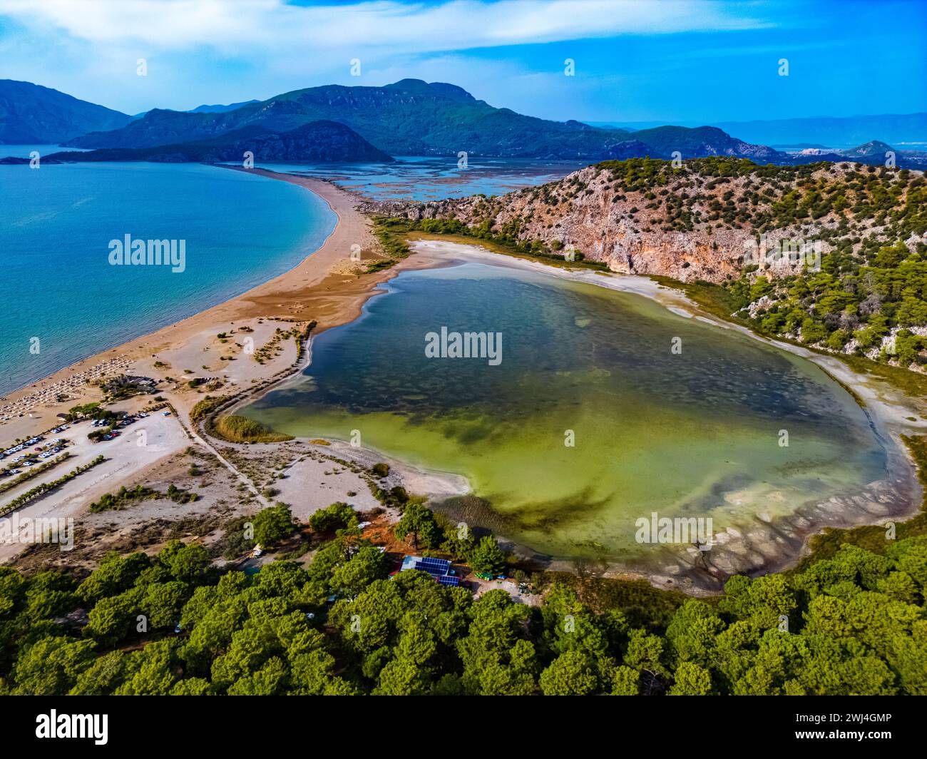Aerial view of Iztuzu Beach near Dalyan in Mugla Province, Turkey Stock ...