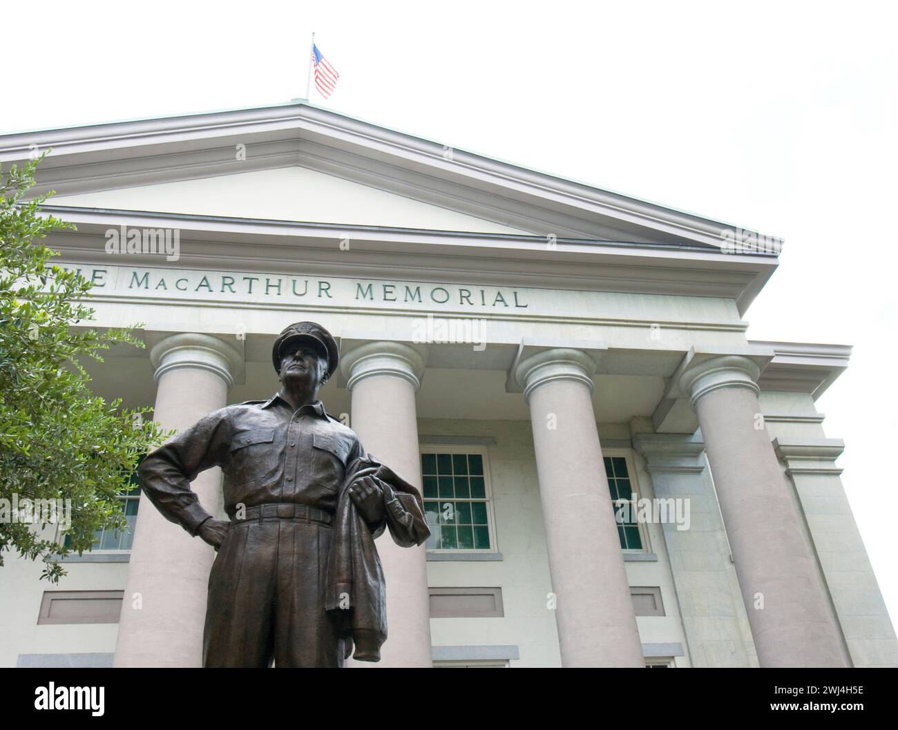 General Douglas MacArthur statue stands in front of the MacArthur Memorial Museum - four ...