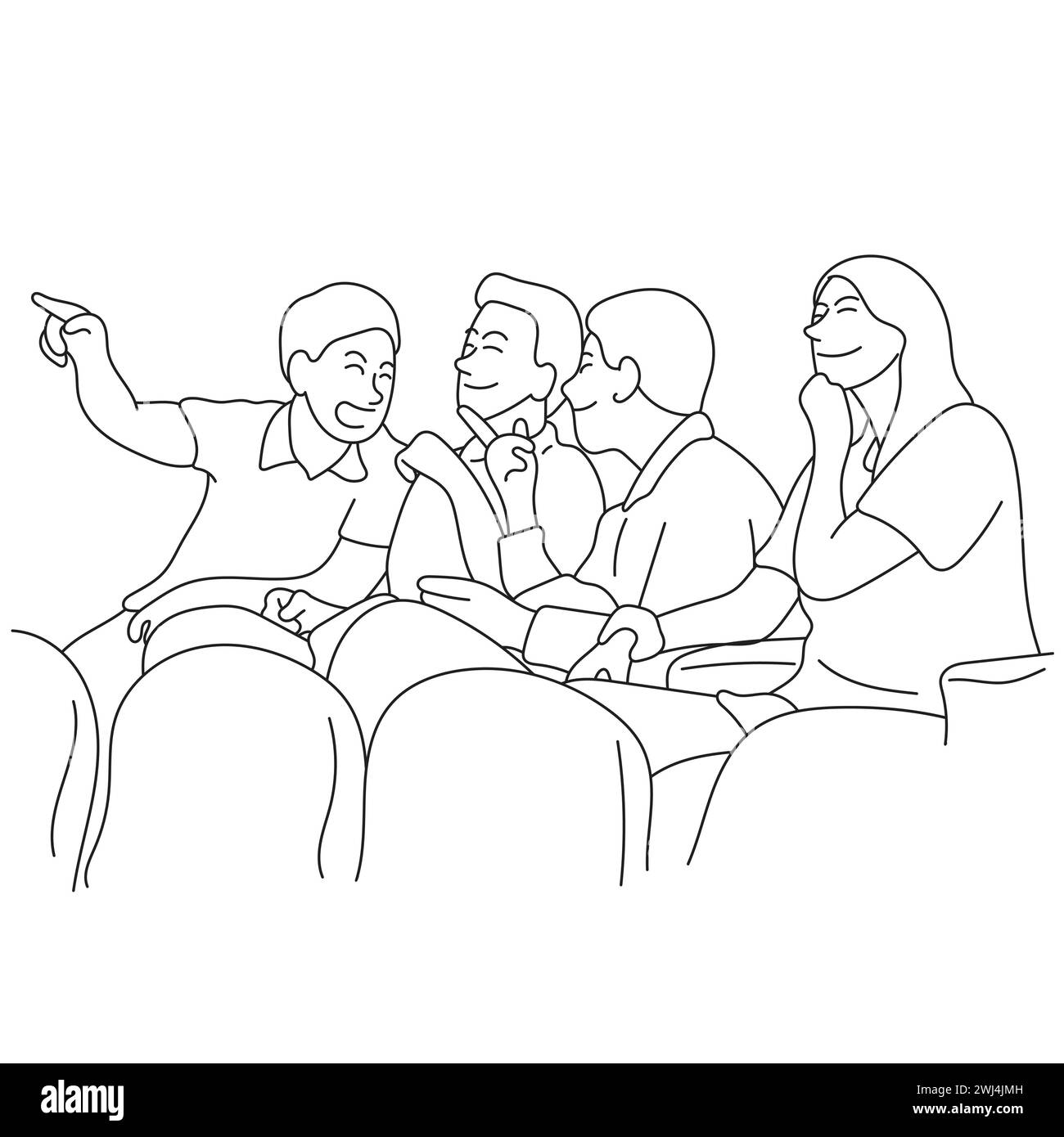 four people sitting together to talk about something illustration ...