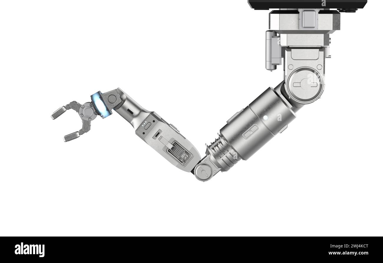 3d rendering metallic ai robotic arm isolated on white background Stock ...