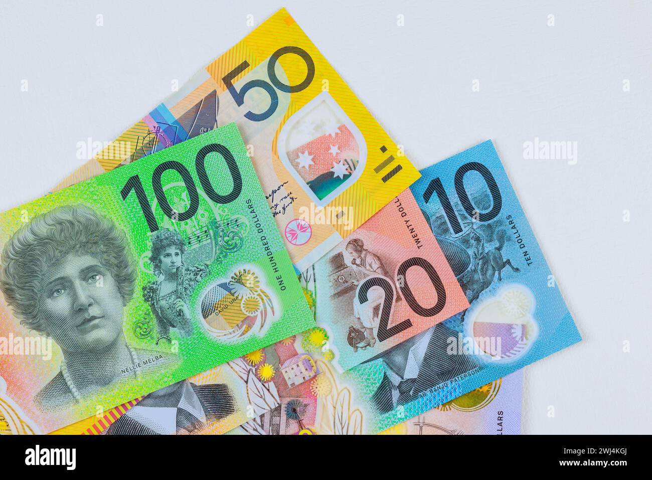 Various Australian dollars currency banknotes in different ...