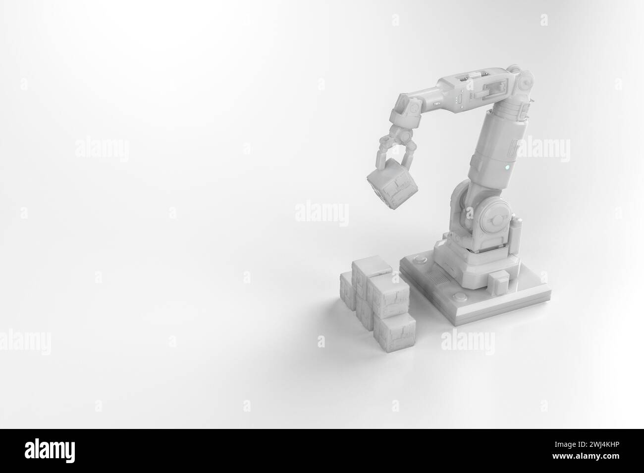 3d rendering robotic arm arrange toy blocks in house 4k animation Stock ...