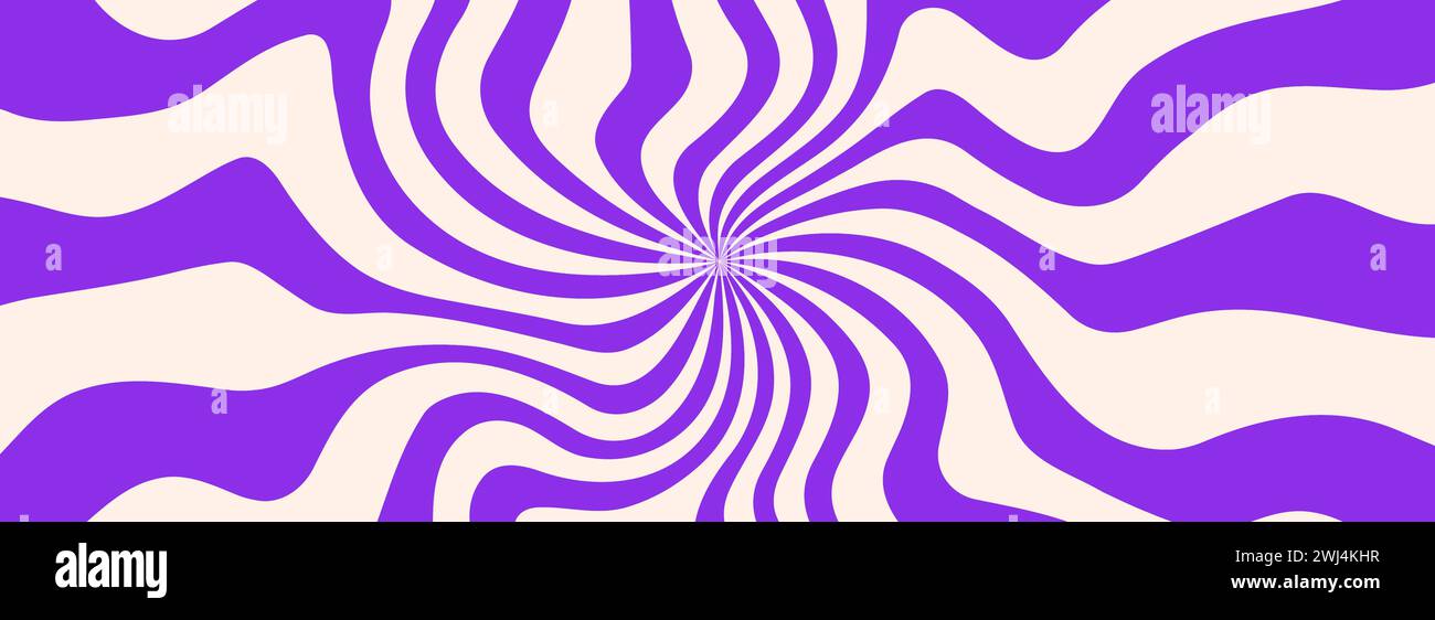 Trippy purple burst lines background. Retro psychedelic wavy stripes ...