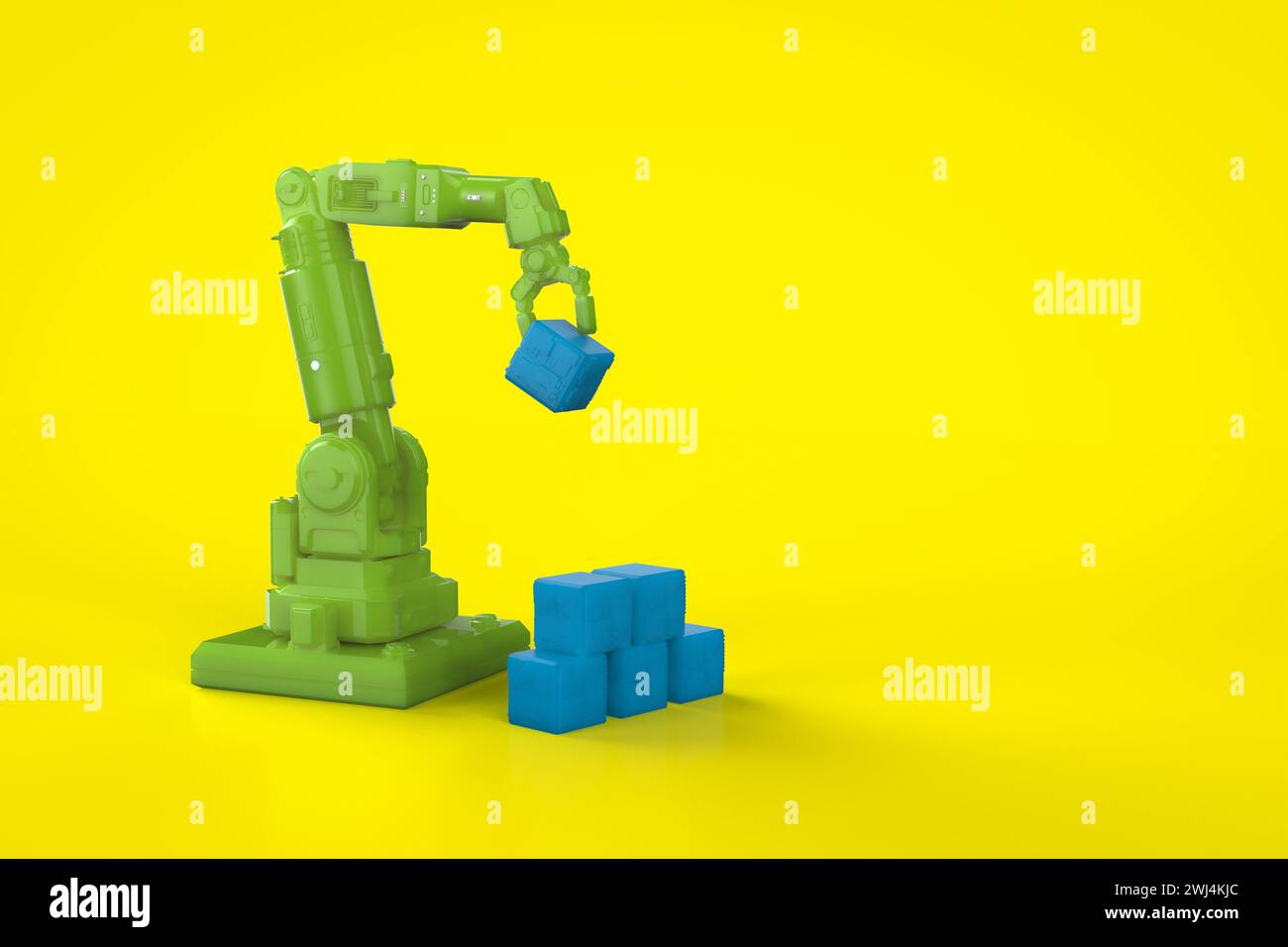 3d rendering robotic arm arrange toy blocks in house 4k animation Stock ...