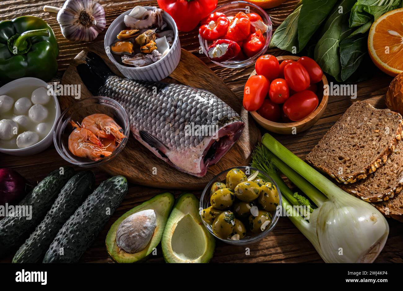Food products representing the Mediterranean diet which may improve ...