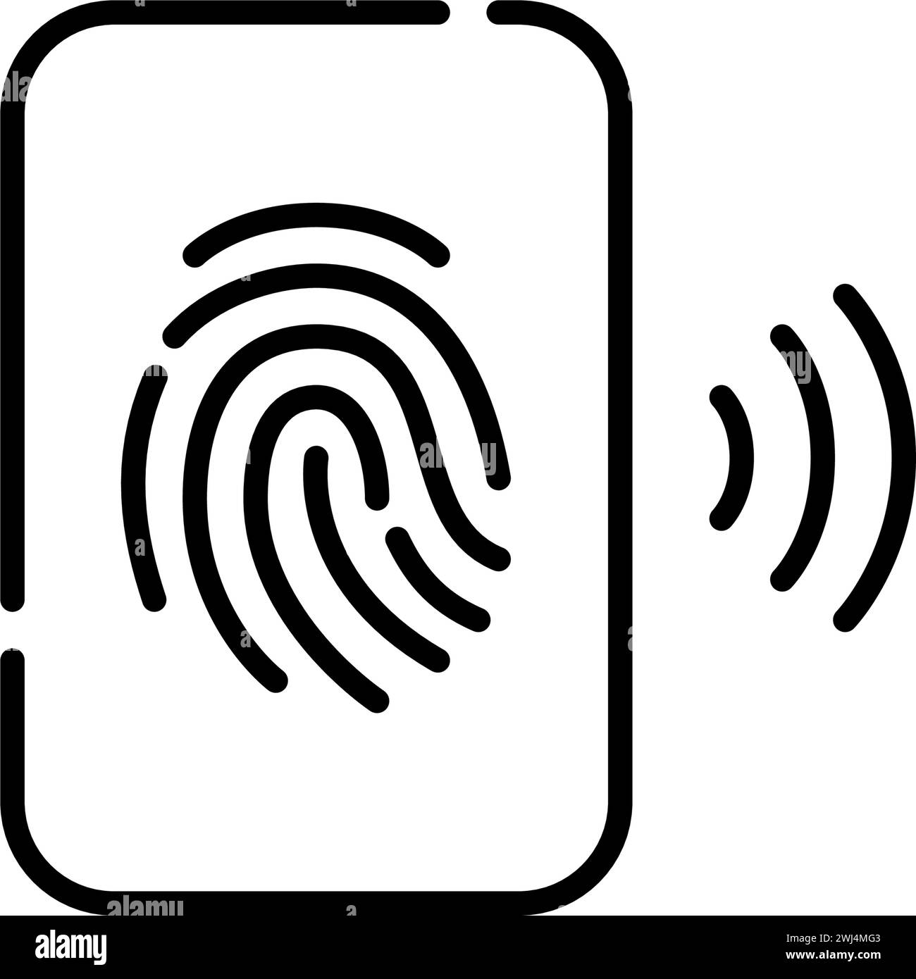 Fingerprint account access. Smartphone and wifi symbol. Pixel perfect ...