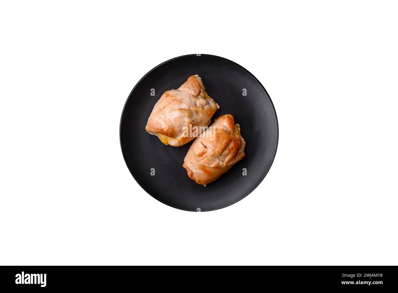 Delicious fresh meat roll made from chicken fillet, mushrooms, spices ...