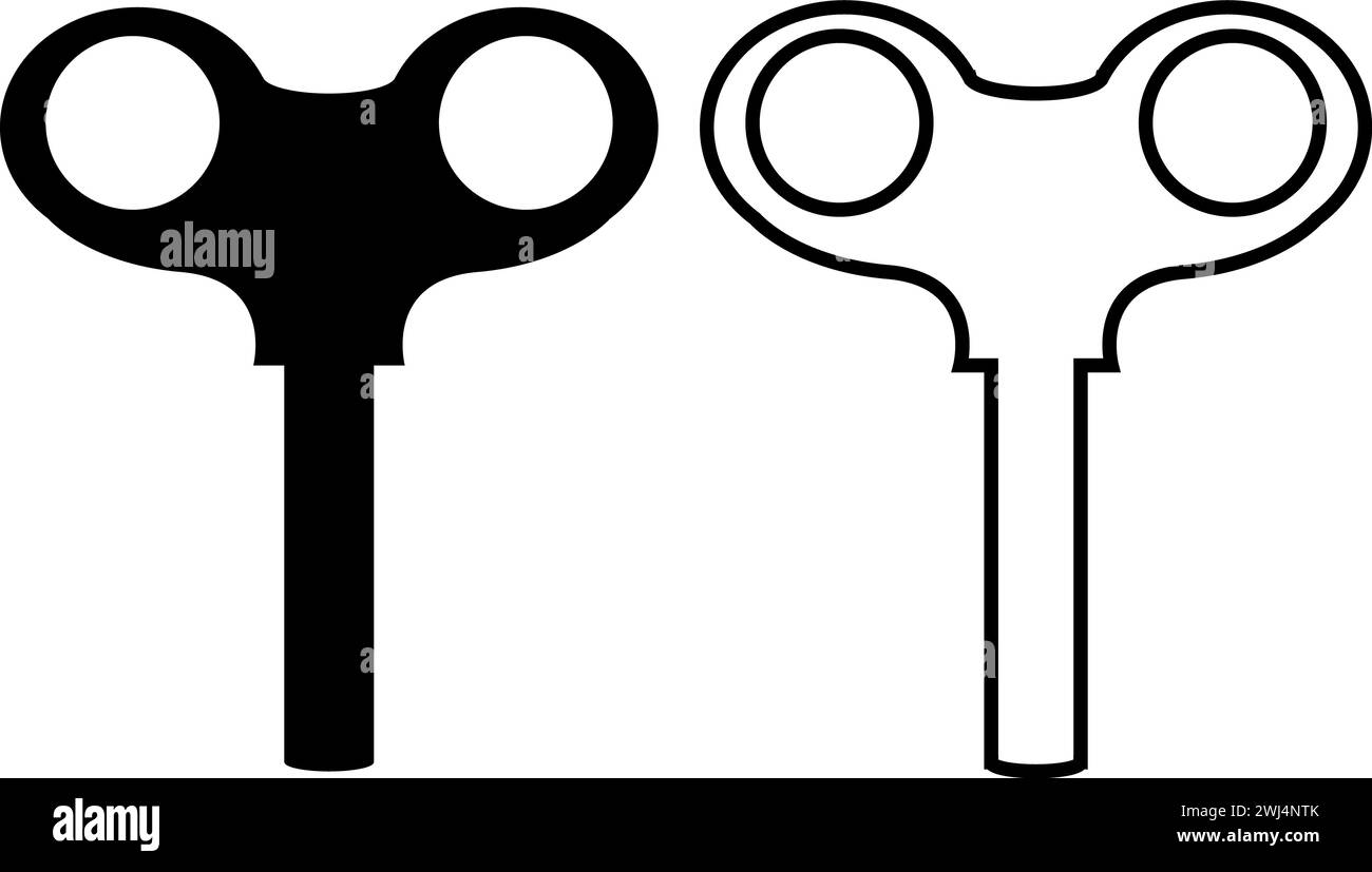 Wind up key icon. Nickel steel key winding key sign. Tinplate wind up ...