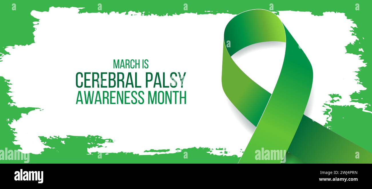 Cerebral Palsy Awareness Month concept. Banner template with green ...