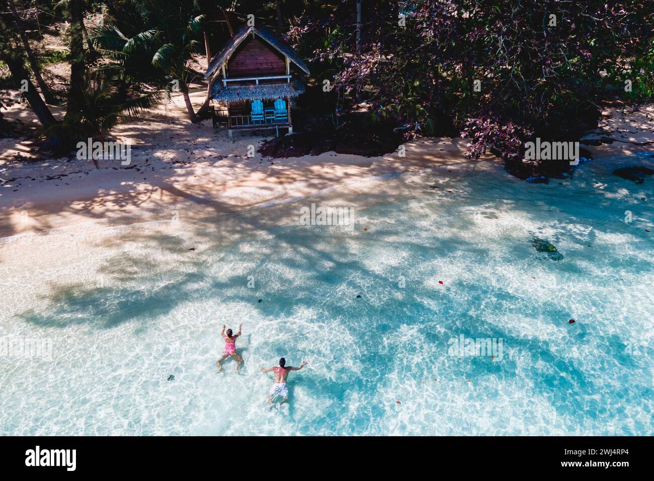 Koh Wai Island Trat Thailand near Koh Chang with a wooden bamboo hut bungalow on the beach Stock ...