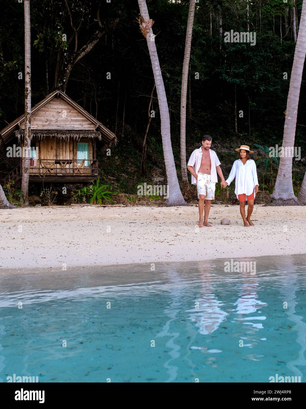 Koh Wai Island Trat Thailand near Koh Chang with a wooden bamboo hut bungalow on the beach Stock ...
