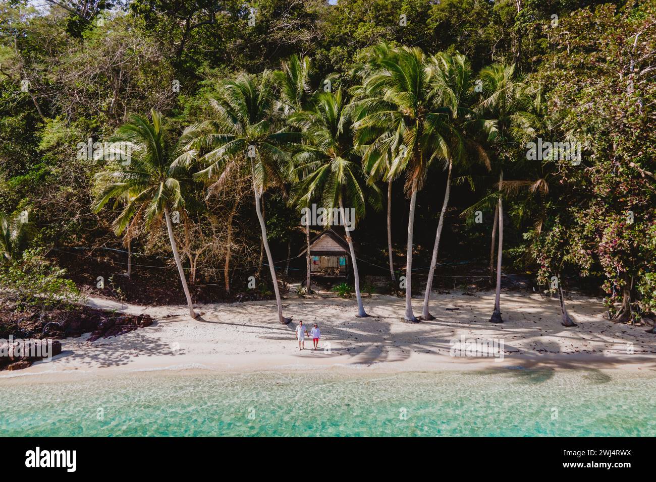 Koh Wai Island Trat Thailand near Koh Chang with a wooden bamboo hut bungalow on the beach Stock ...
