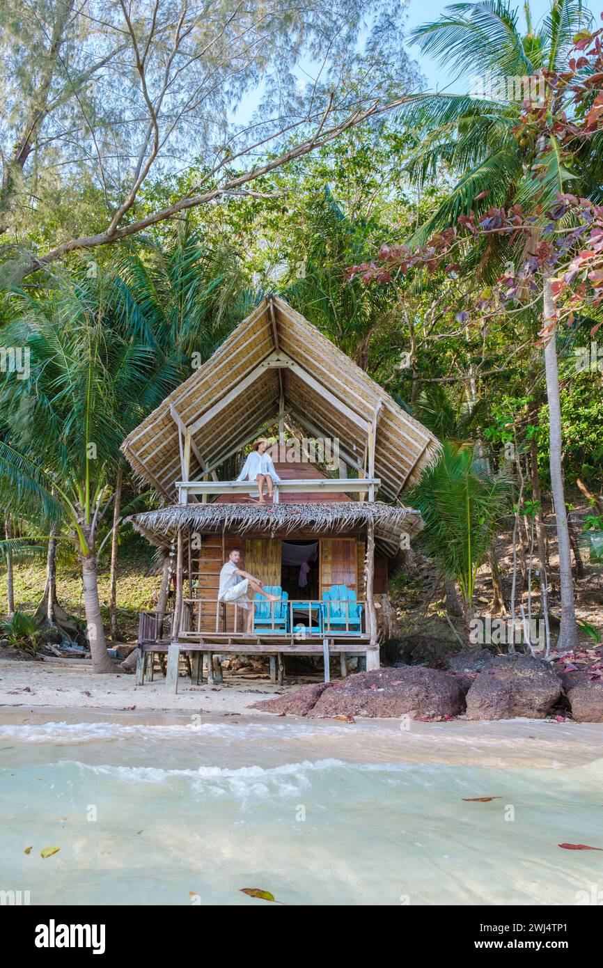Koh Wai Island Trat Thailand near Koh Chang with a wooden bamboo hut bungalow on the beach Stock ...