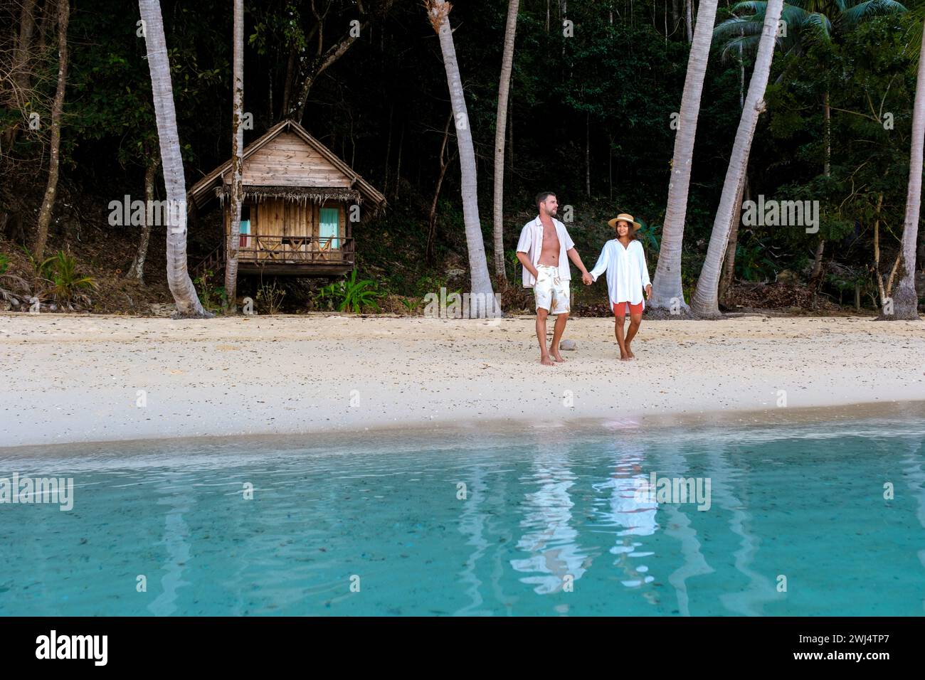Koh Wai Island Trat Thailand near Koh Chang with a wooden bamboo hut bungalow on the beach Stock ...
