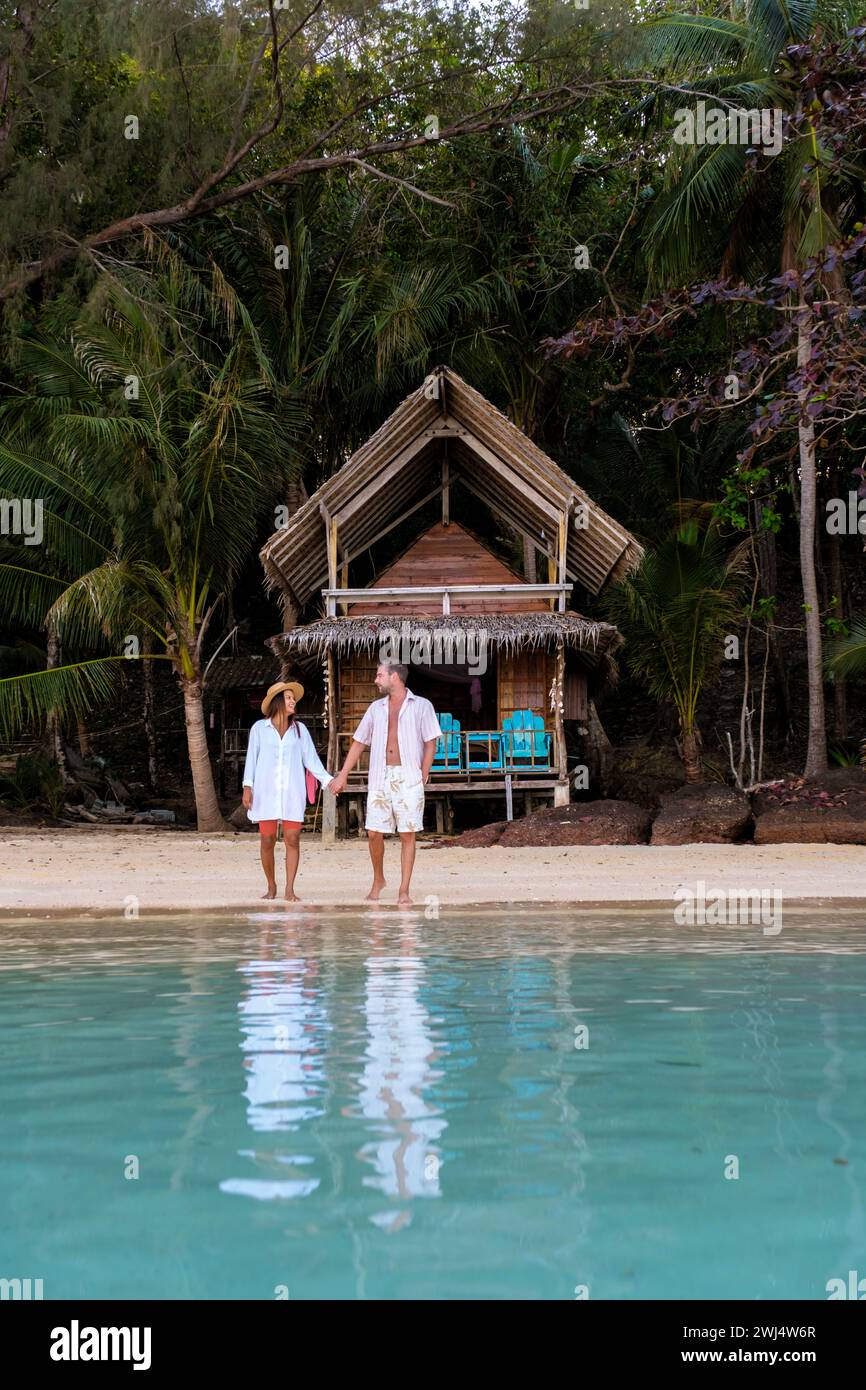Koh Wai Island Trat Thailand near Koh Chang with a wooden bamboo hut bungalow on the beach Stock ...