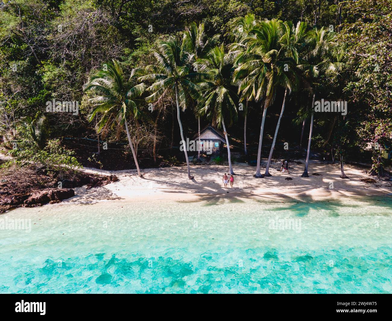 Koh Wai Island Trat Thailand near Koh Chang with a wooden bamboo hut bungalow on the beach Stock ...