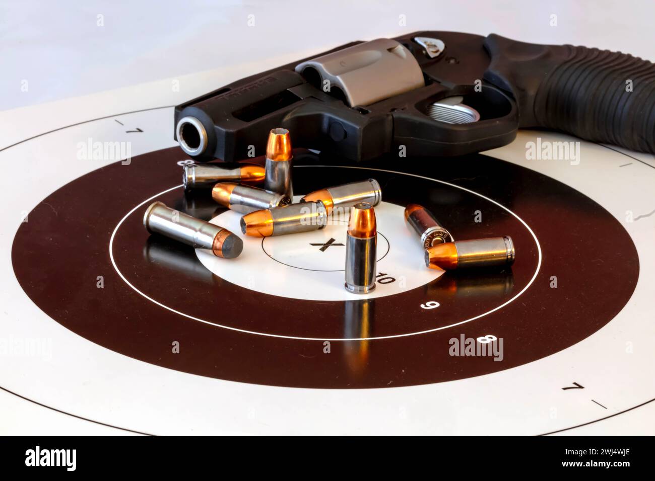 Bullet Ballet: Pistol's Artistry Unleashed on Target Canvas Stock Photo ...