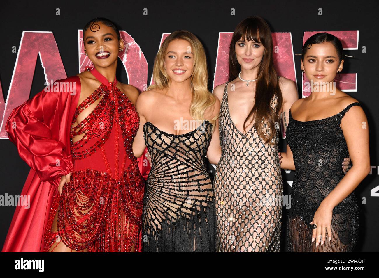 Los Angeles, Ca. 12th Feb, 2024. Celeste O'Connor, Sydney Sweeney, Dakota Johnson and Isabela ...