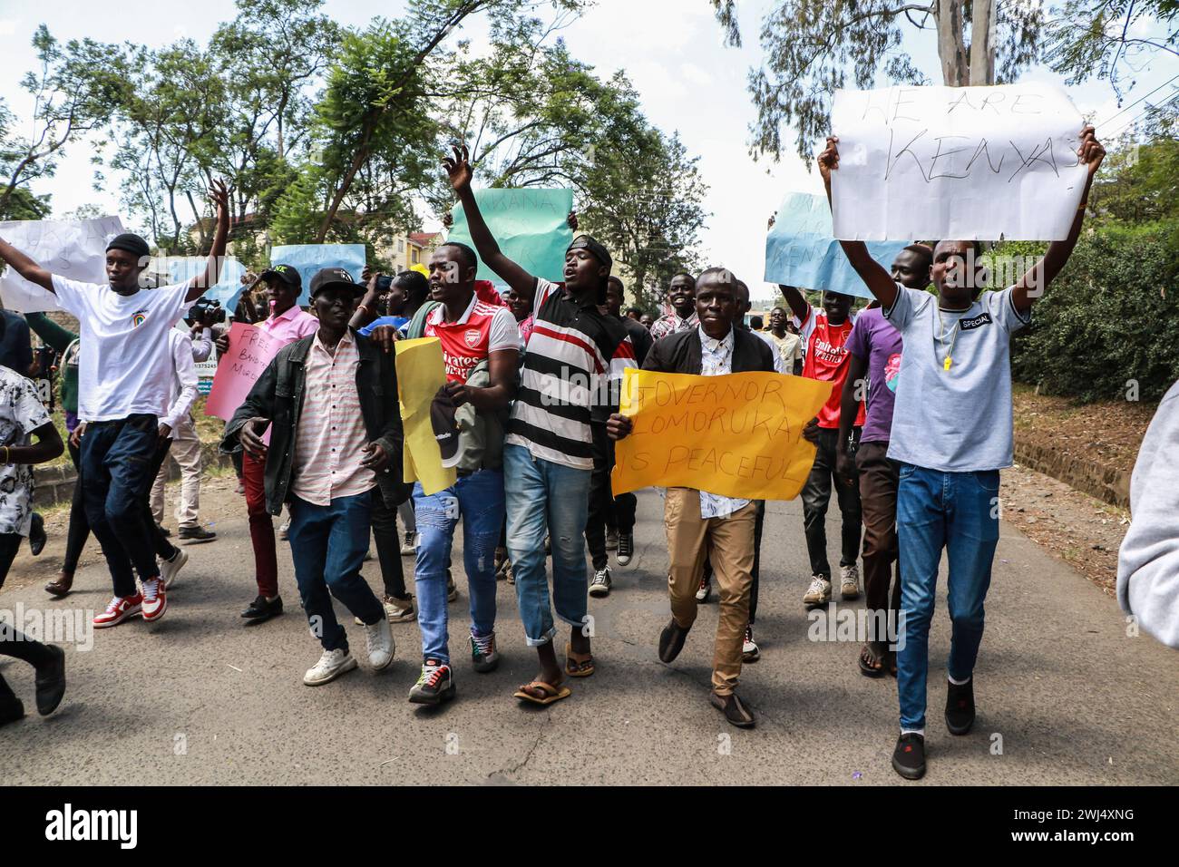 Nakuru, Kenya. 12th Feb, 2024. Members of the Turkana community march ...