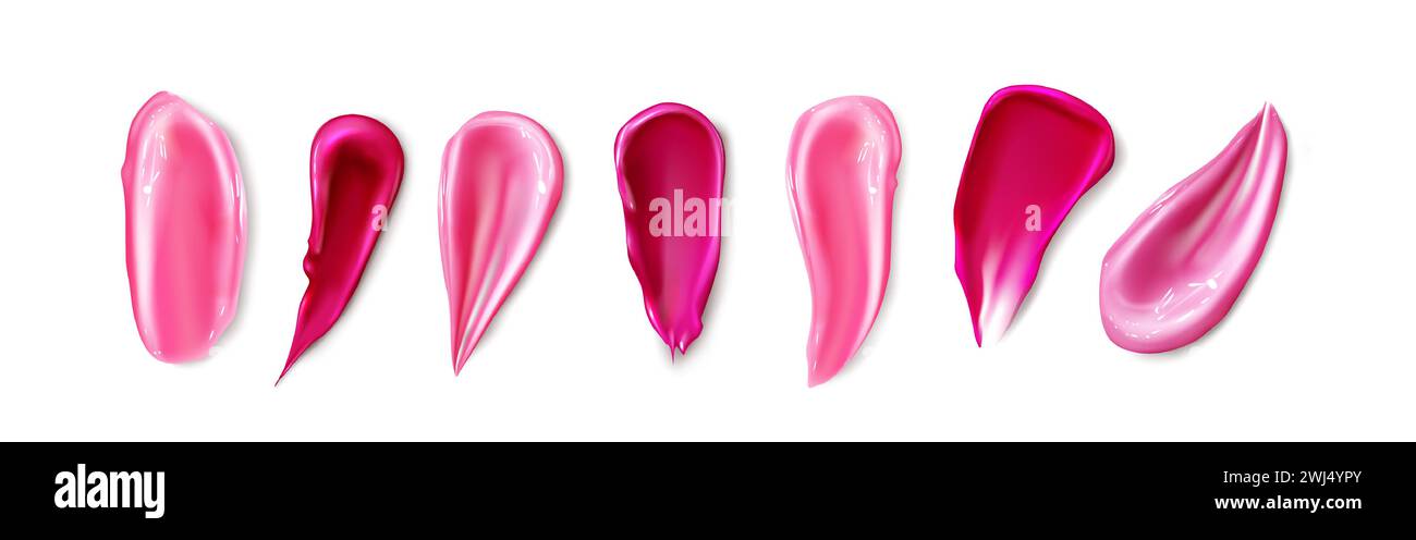 Pink gloss lipstick texture smear for makeup design on white background ...