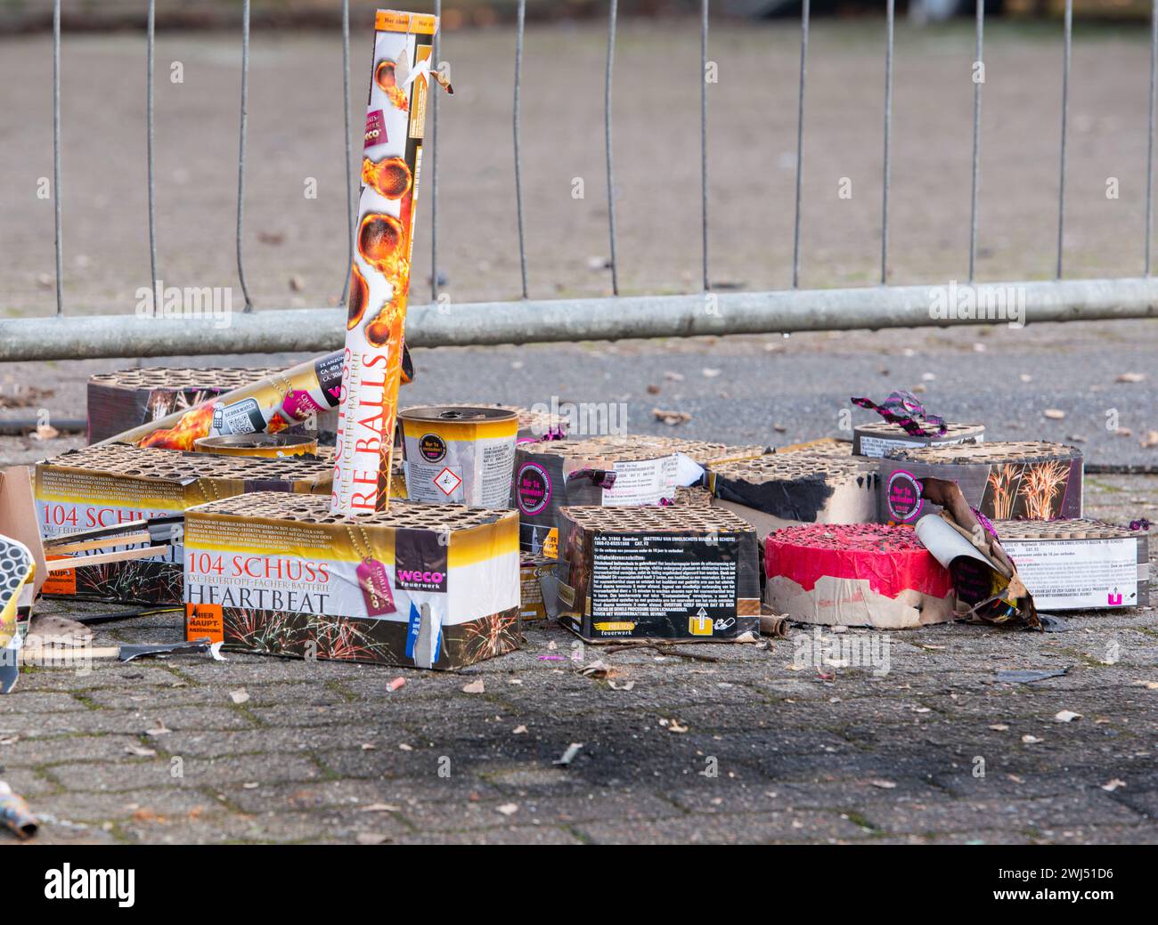 New Year's Eve fireworks garbage after the New Year's Eve night Stock ...