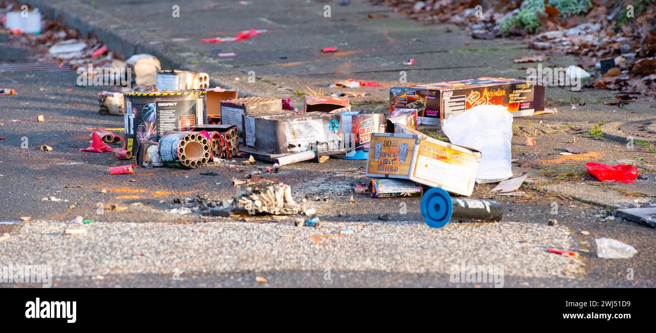 New Year's Eve fireworks garbage after the New Year's Eve night Stock ...