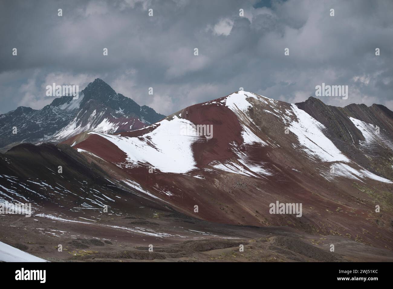 severe altitude Andes landscape by stormy weather in Peru Stock Photo ...