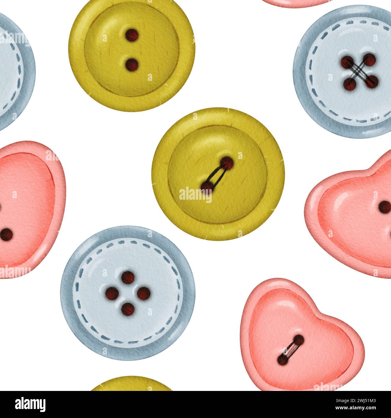 Seamless pattern of buttons in various colors. Buttons of different ...