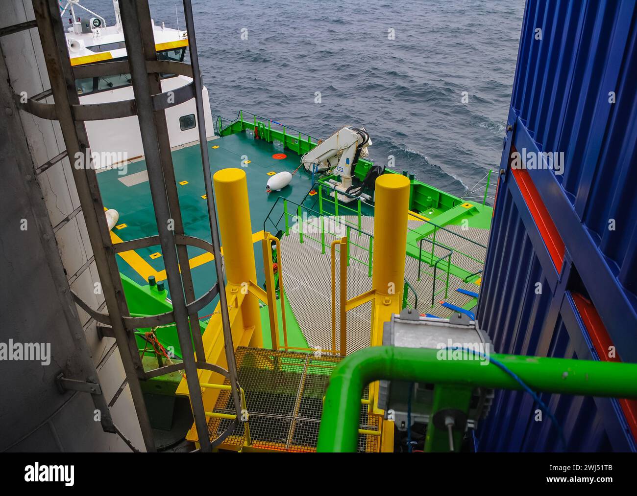 Wind farm offshore energy wind turbine construction on the North Sea ...