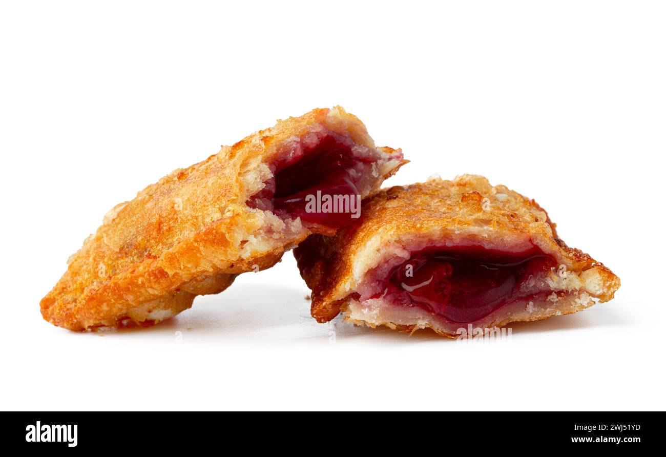 Fried cherry pie isolated on white background Stock Photo - Alamy