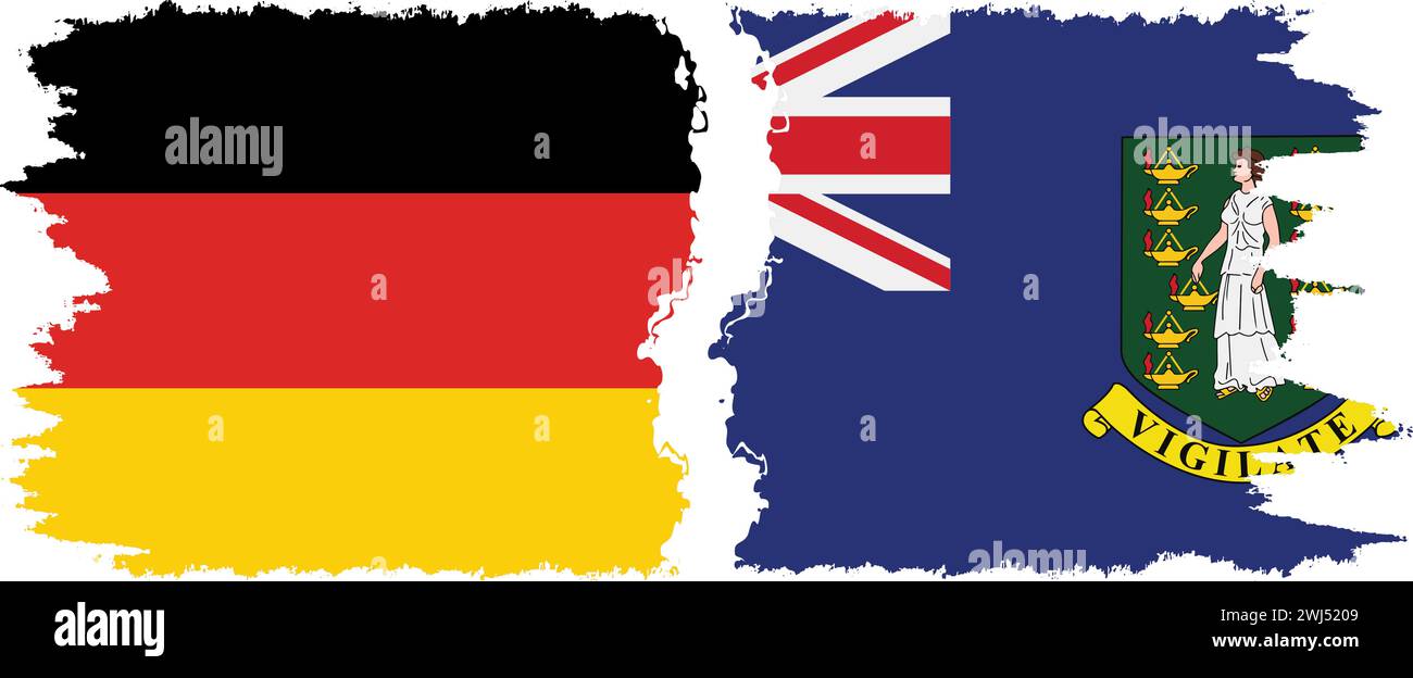 British Virgin Islands and Germany grunge flags connection, vector ...