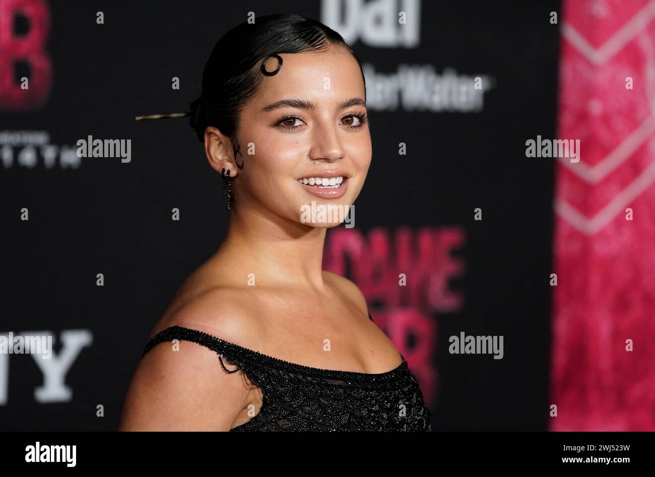 Isabela Merced arrives at the premiere of "Madame Web," Monday, Feb. 12 ...