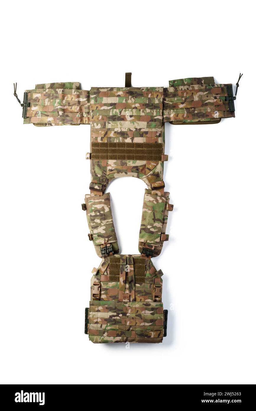 Camouflage bulletproof vest isolated on white background Stock Photo ...