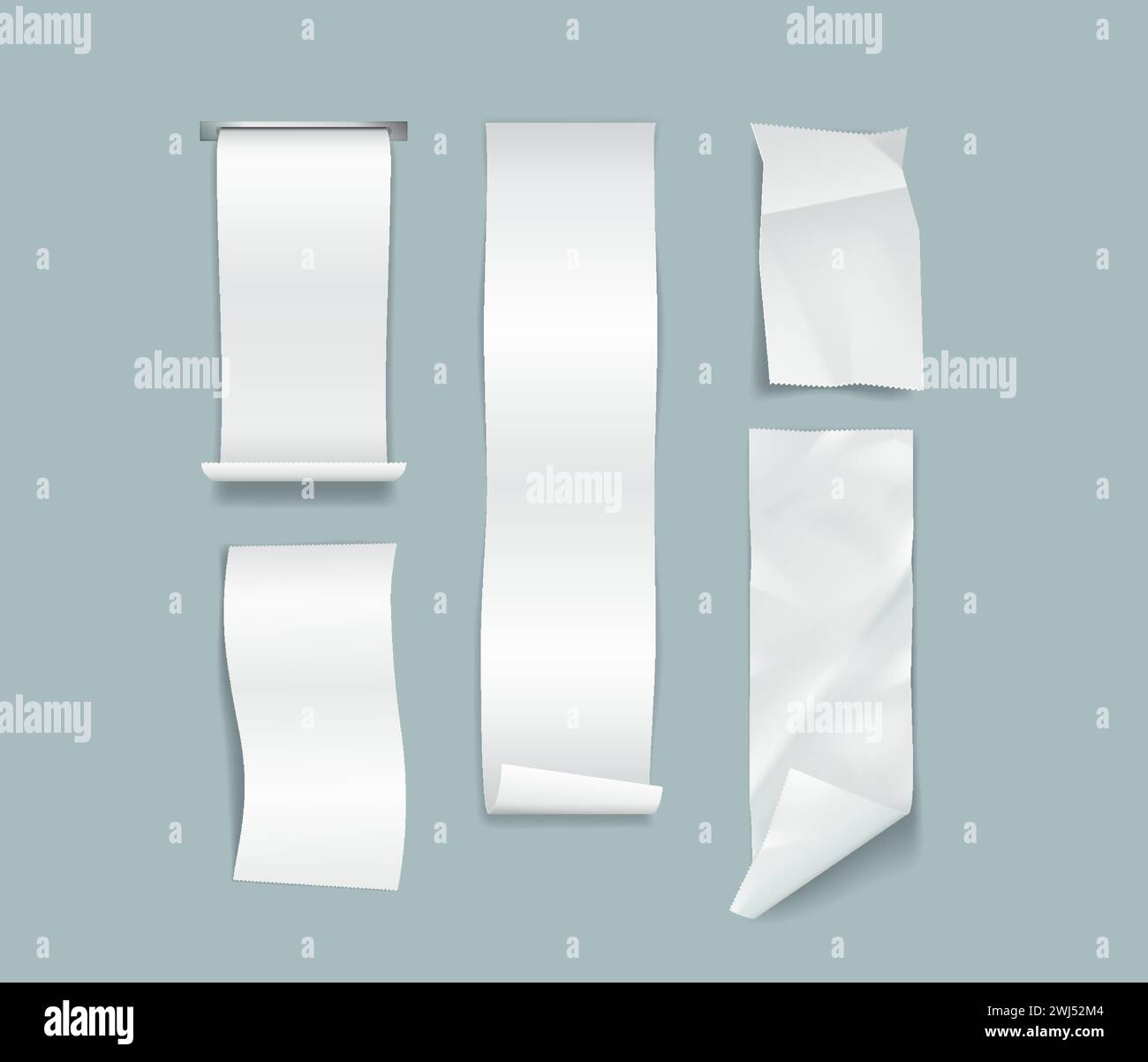 Paper strips for bills realistic vector illustration set. Cut blank ...