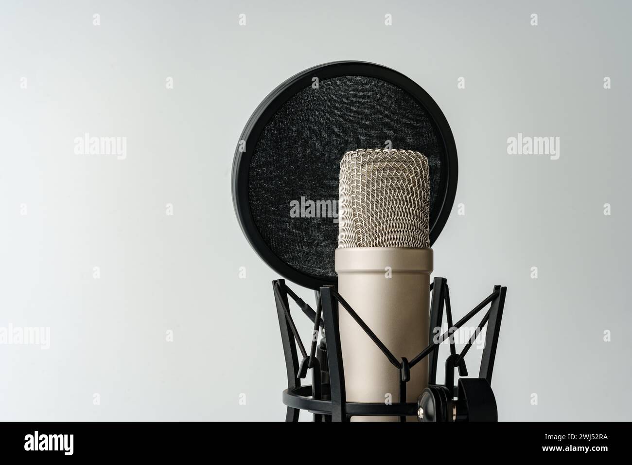 Professional studio microphone on the white background Stock Photo - Alamy