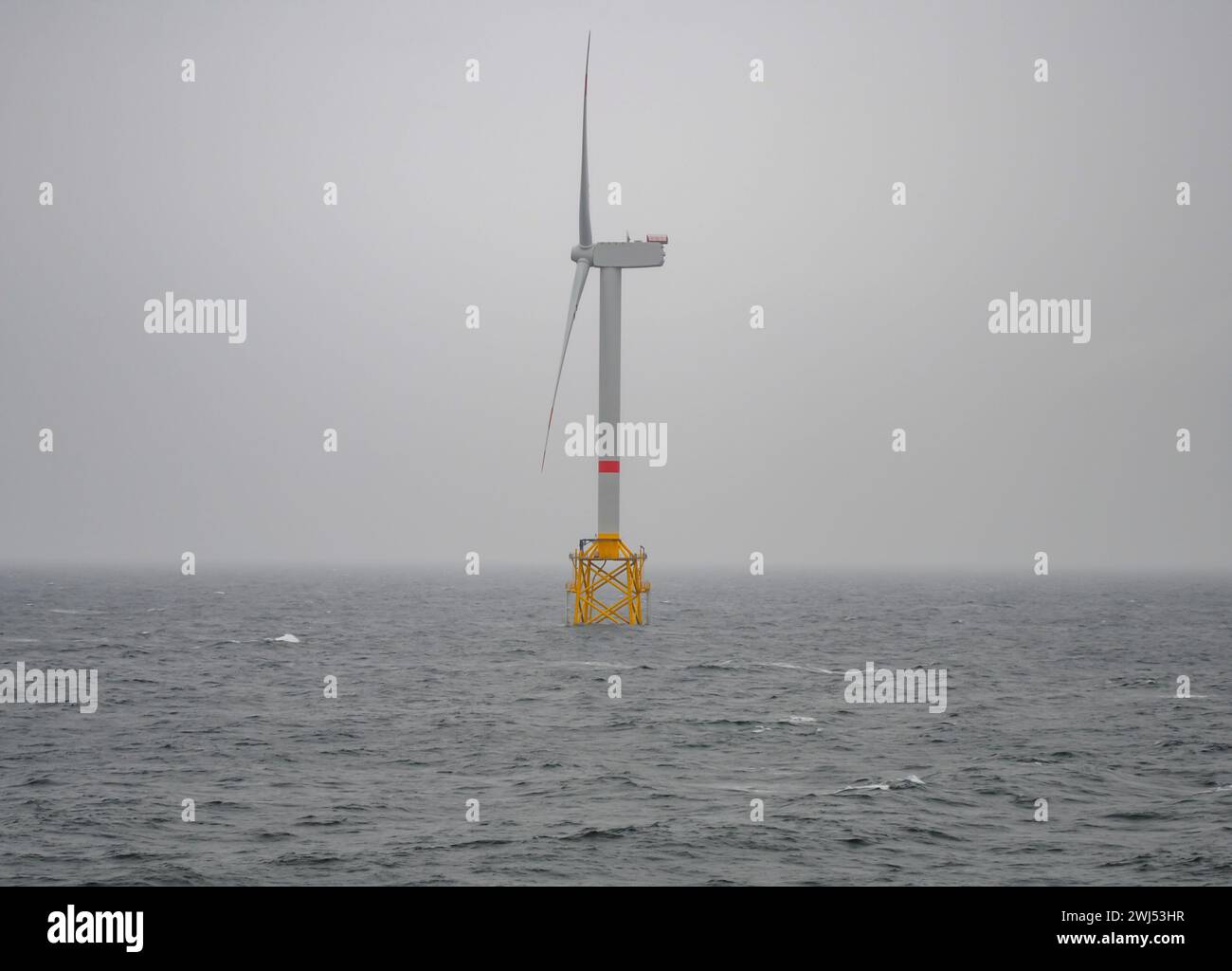 Wind farm offshore energy wind turbine construction on the North Sea ...