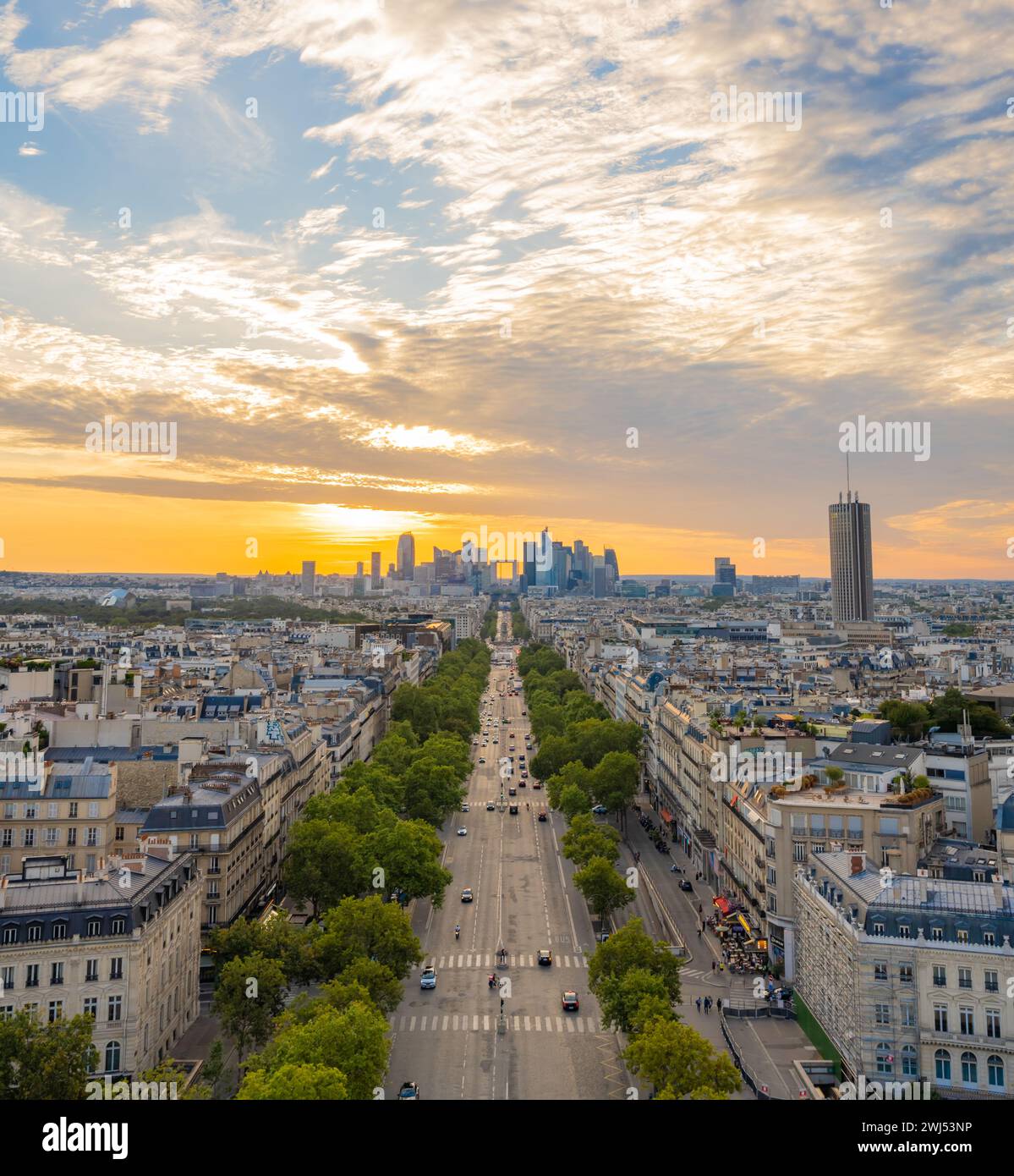 Panoramic view of Paris from the roof of the Arc de Triomphe Stock ...