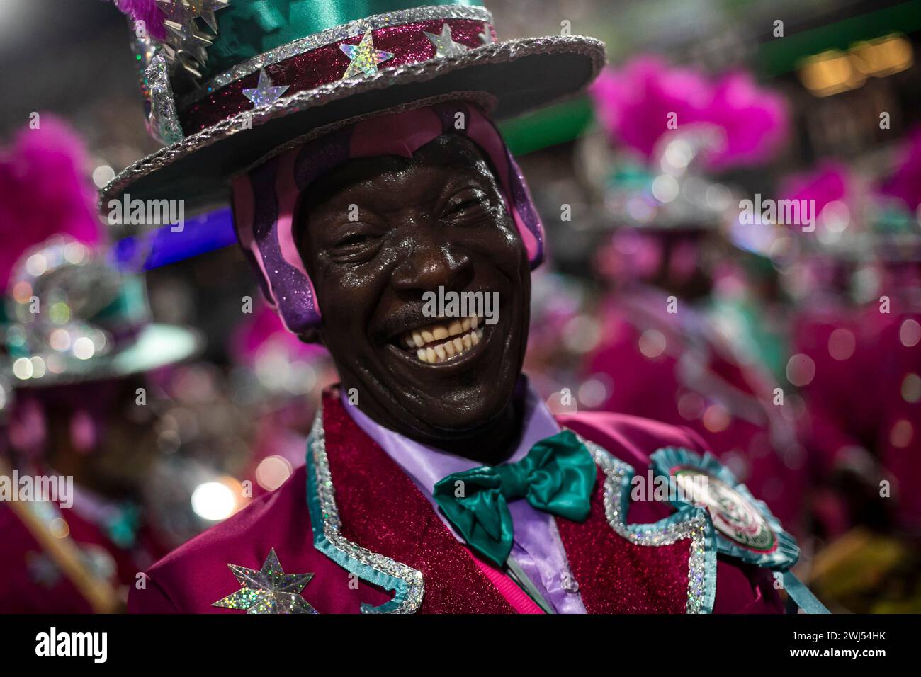A performer from the Mangueira samba school parades during Carnival ...