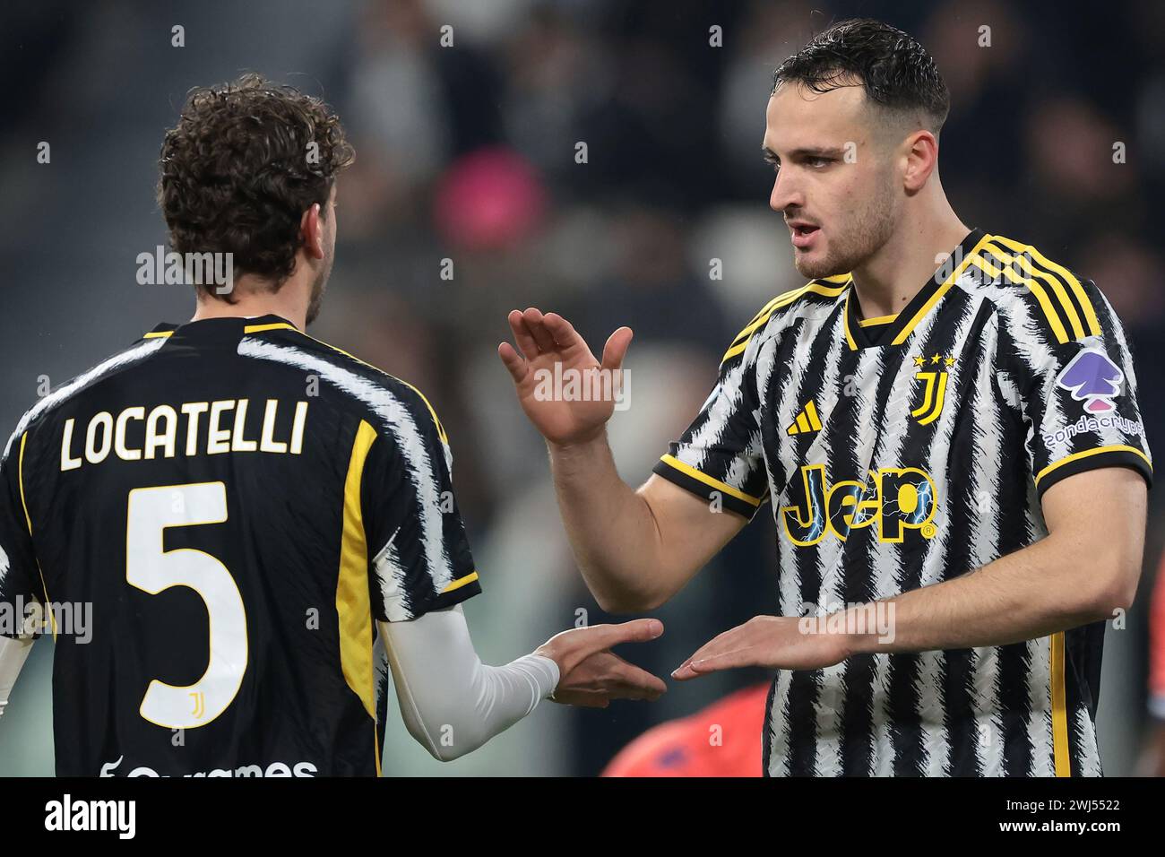 Turin, Italy. 12th Feb, 2024. Manuel Locatelli of Juventus reacts with ...
