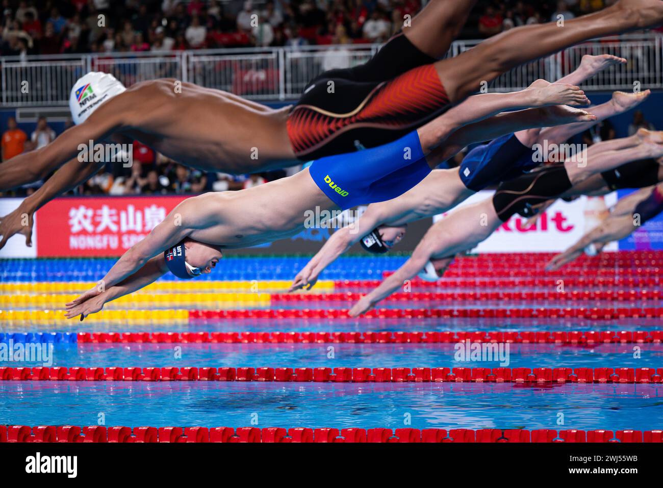 Nicholas Lia of, Norway. , . competes in men's 50 meters breaststroke ...