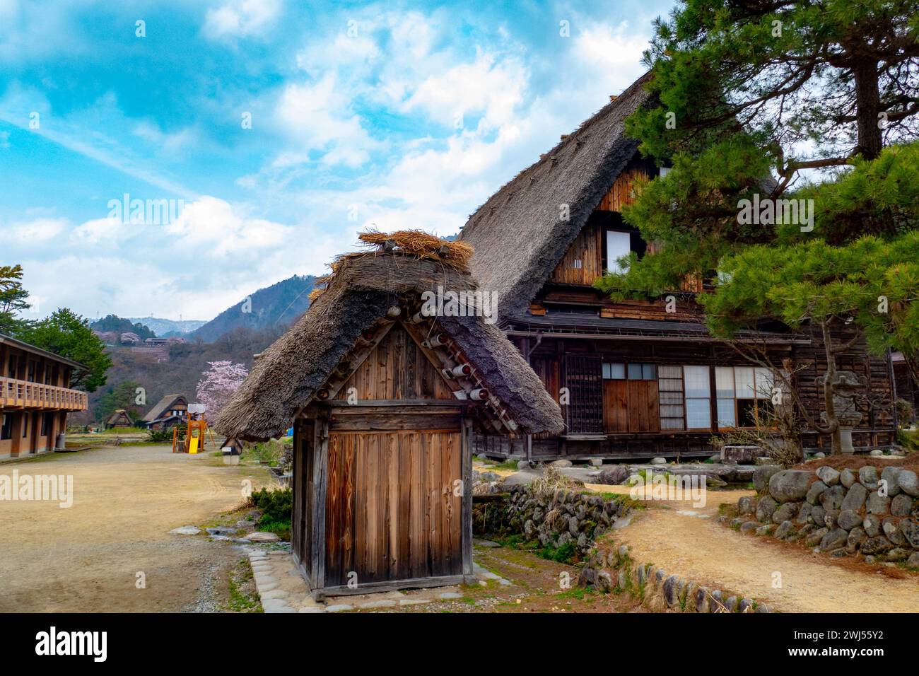 A scenic view of historic villages of Shirakawa-go and Gokayama in ...