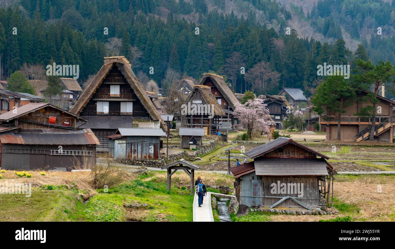 A scenic view of historic villages of Shirakawa-go and Gokayama in ...