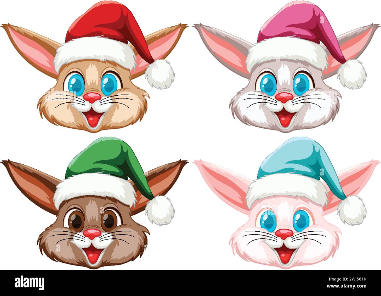 Four white rabbits Stock Vector Images - Alamy